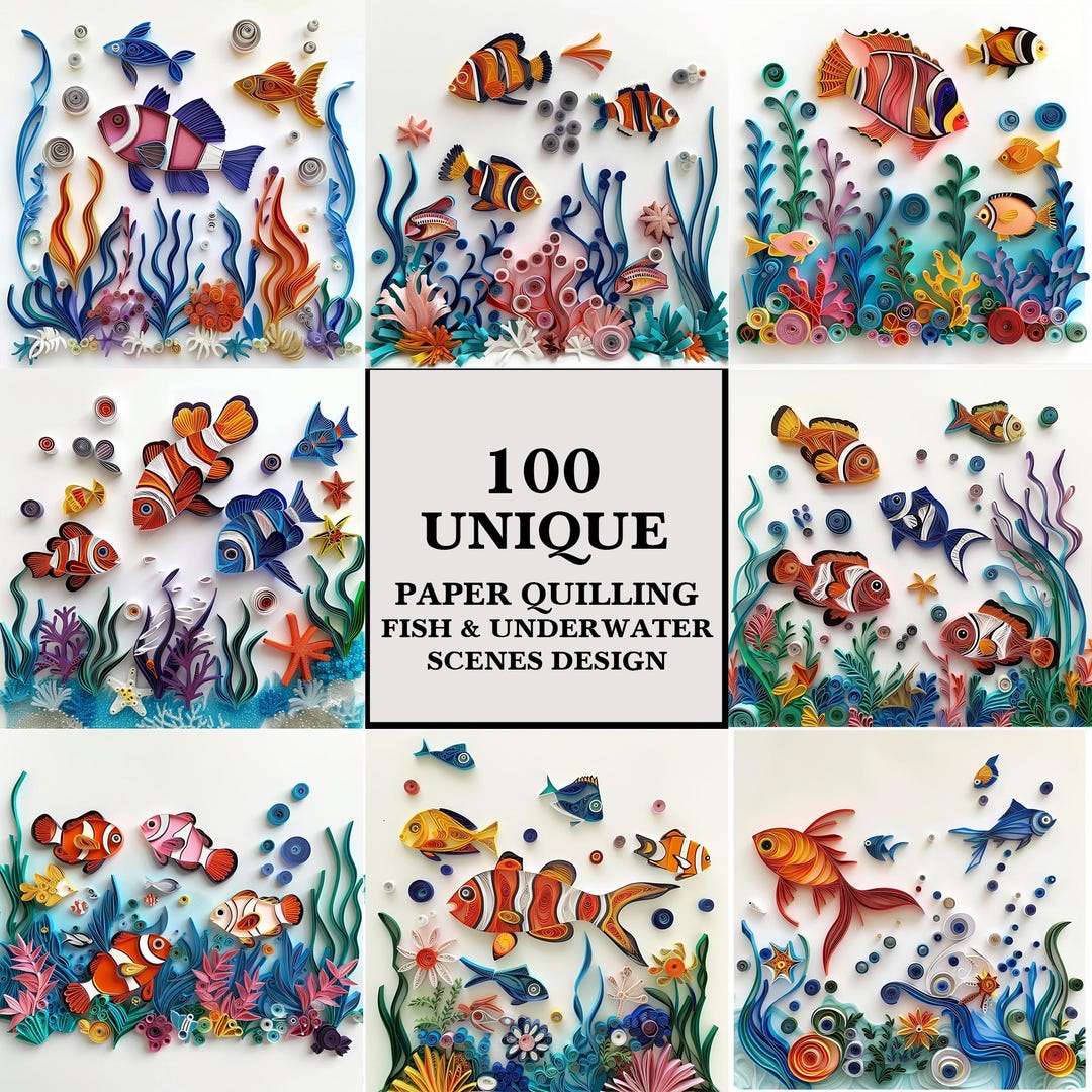 Paper Quilling Fish, Underwater Scene Clipart, Ocean Theme Art ...