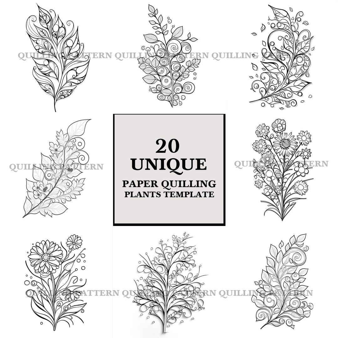 Quilling Template PNG, Paper Quilling Pattern Digital Download, Plants ...