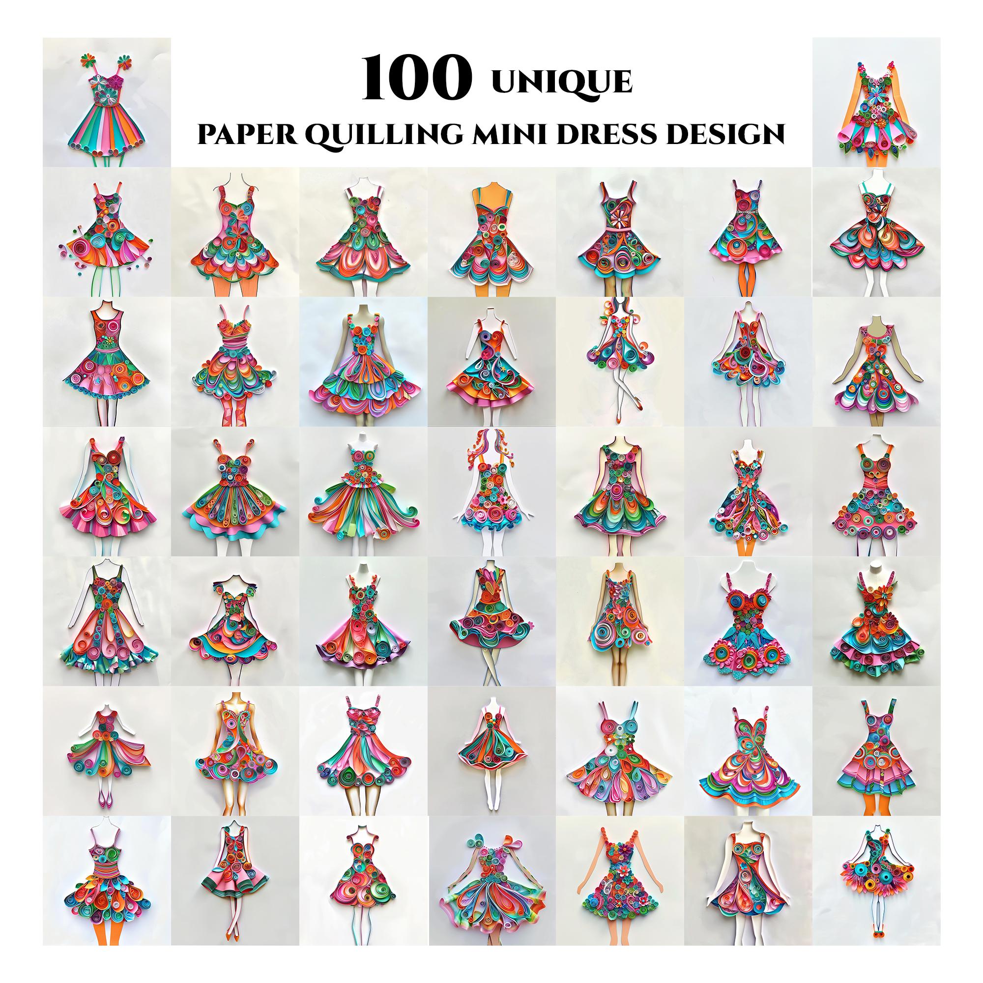 Paper Quilling Mini Dress Clipart, Fashion Dress Images Only, Handmade ...