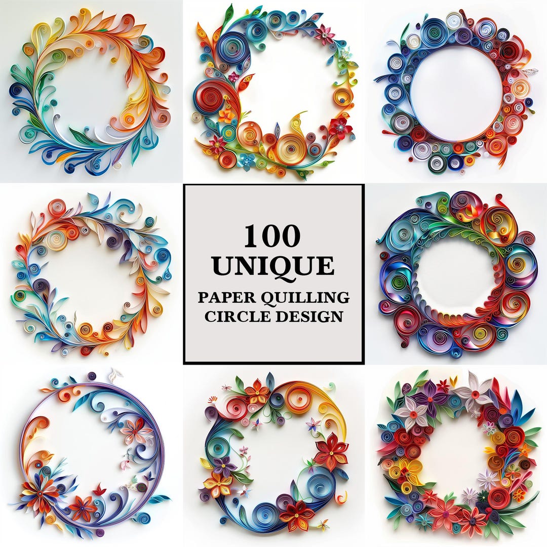 Quilled Circle Clipart: 100 Paper Art Designs (JPG Digital Download - Etsy