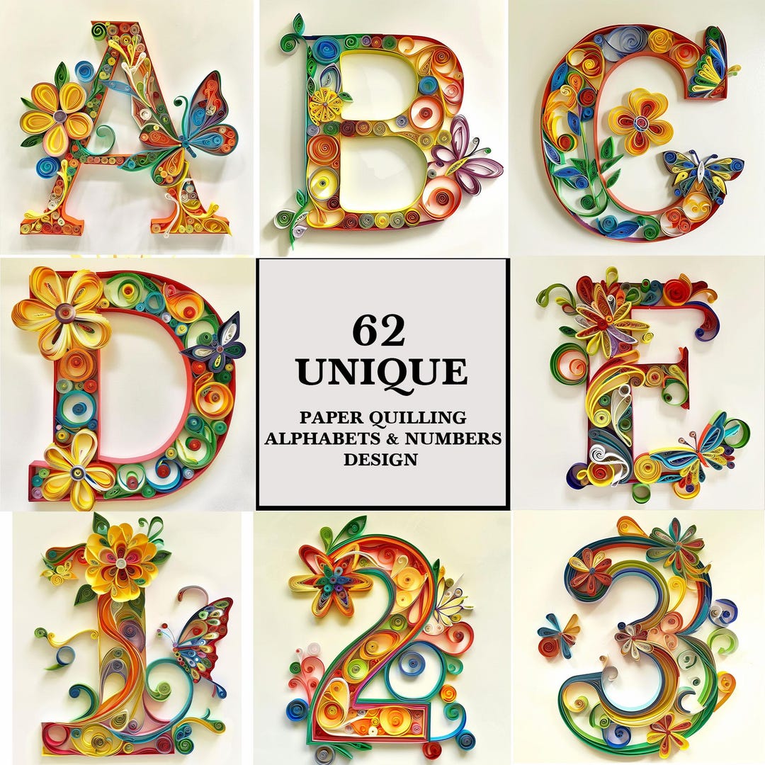 Quilled Alphabet & Number Clipart: Paper Quilling Images (digital ...