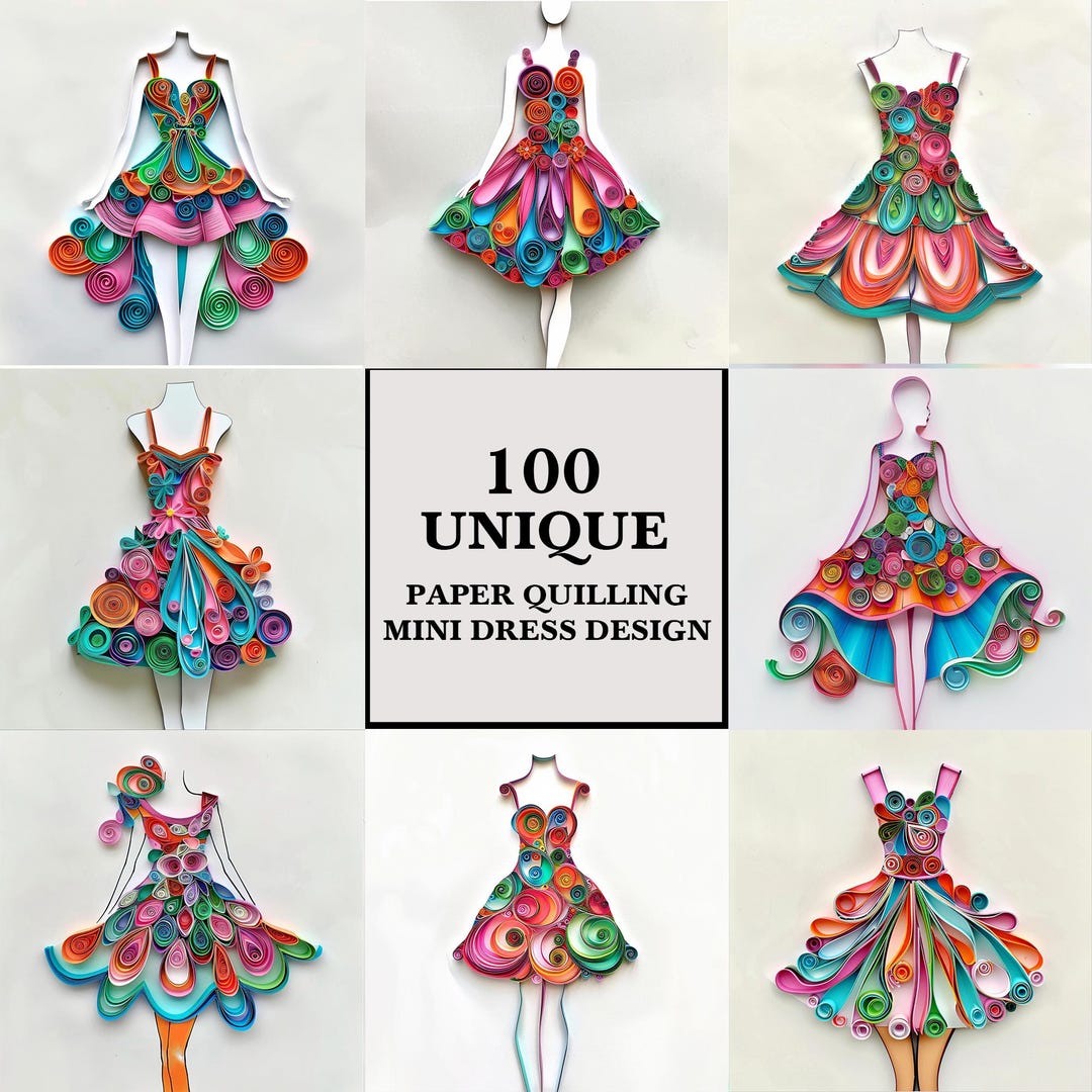 Paper Quilling Mini Dress Clipart, Fashion Dress Images Only, Handmade ...