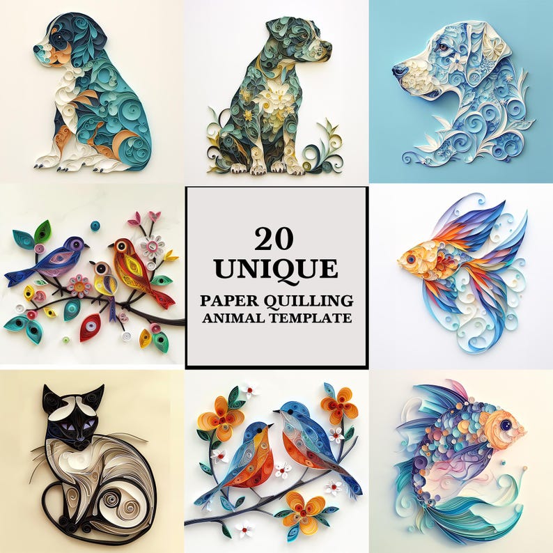 Quilling Animals Template PNG, Paper Quilling Pattern Digital Download ...