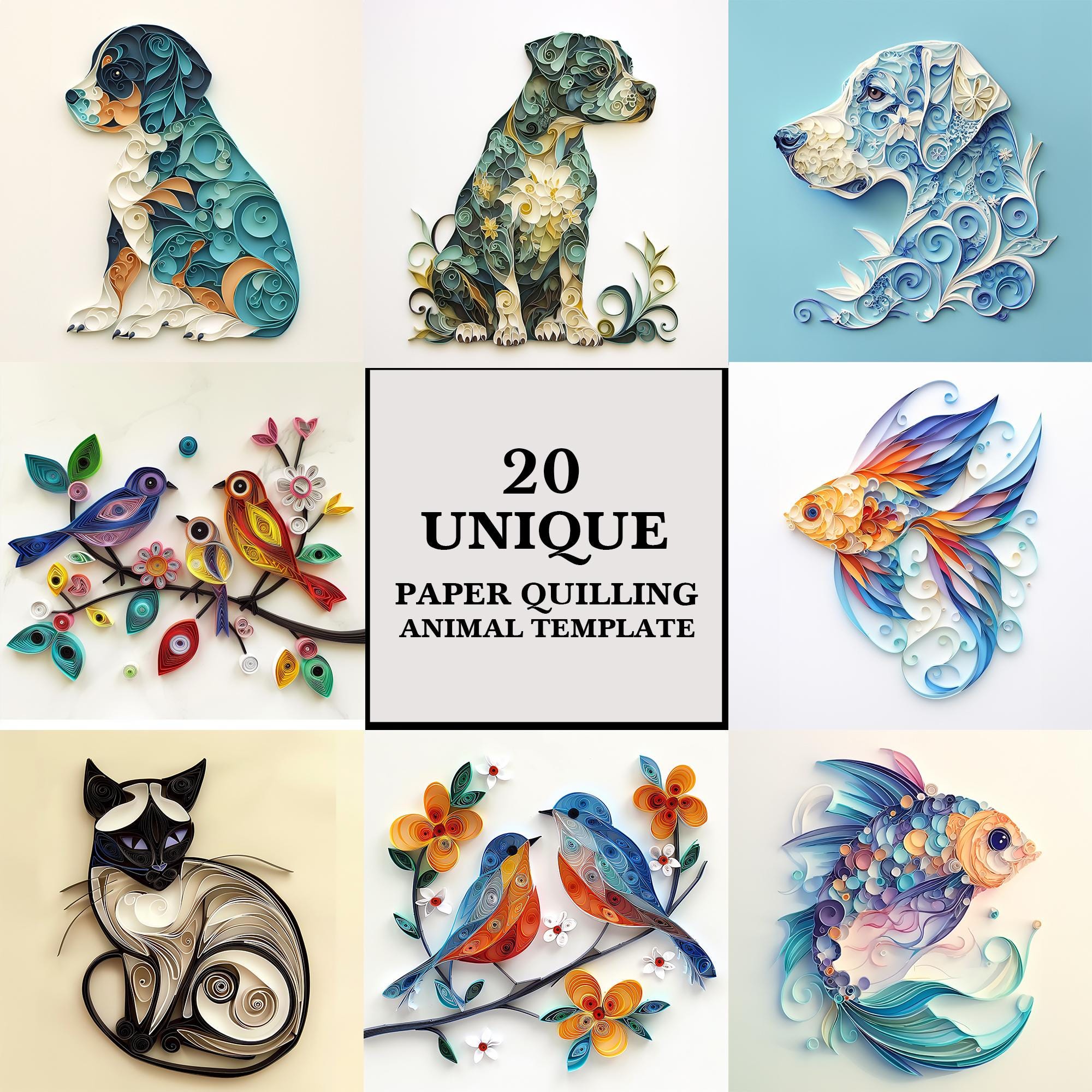 Quilling Animals Template PNG, Paper Quilling Pattern Digital Download ...