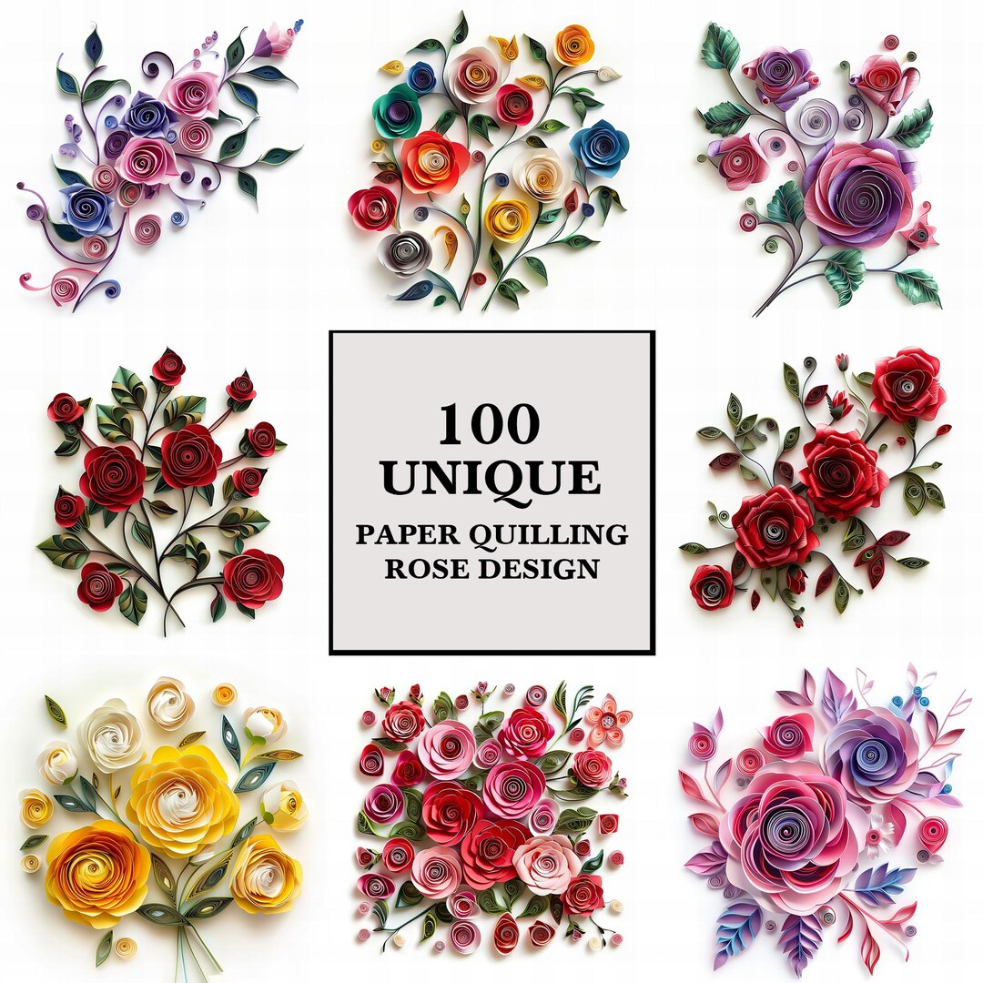 Quilling Rose Clipart, Delicate Paper Art, Swirling Petals, Red and ...