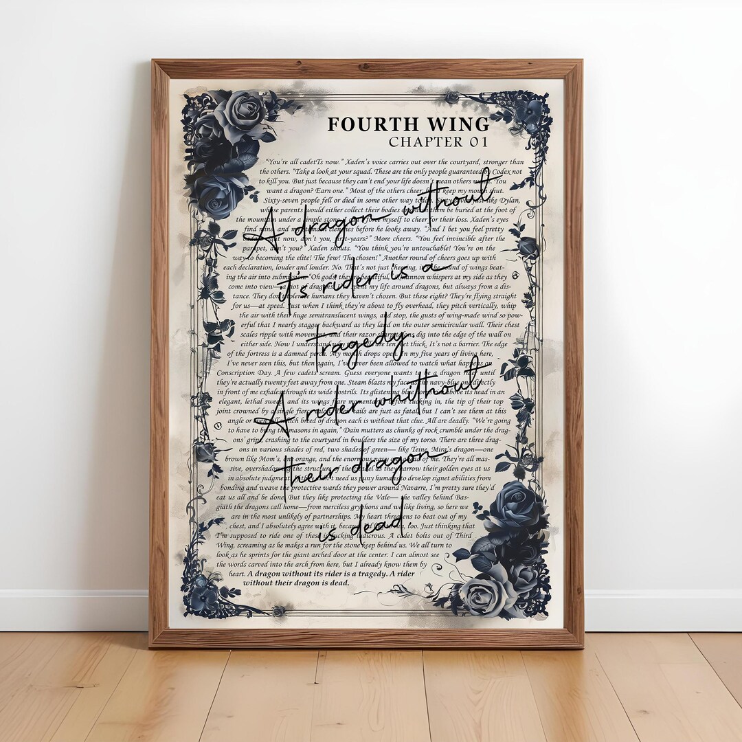 Fourth Wing Quote Wall Art Printable: Dragon Fantasy Bookish Decor ...