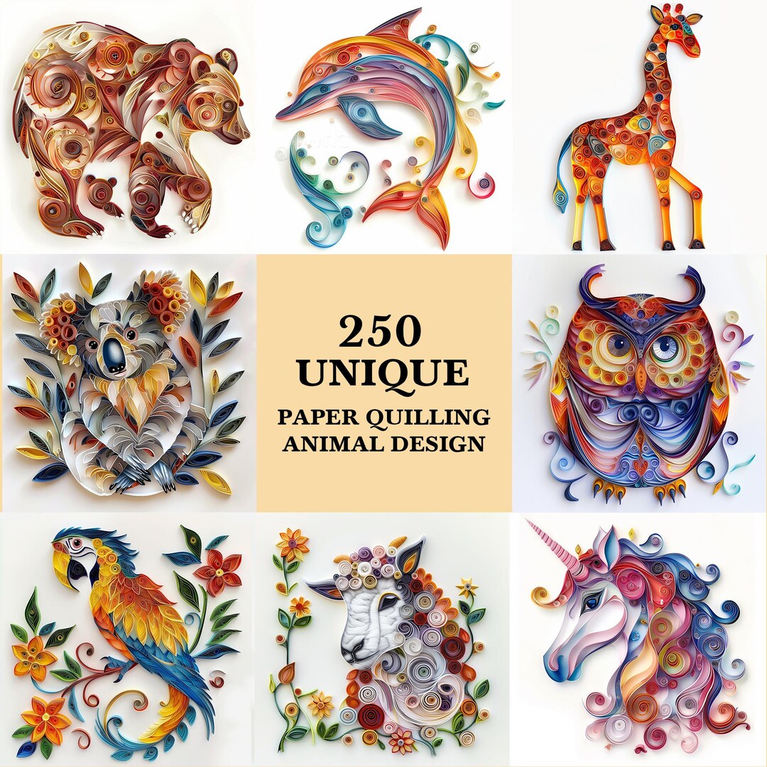 All in Animal Quilling Designs, 250 Design 25 Each Animal, Digital ...