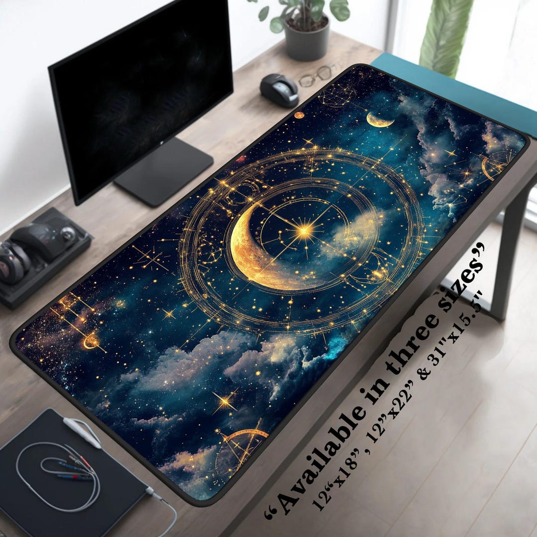 Imaginative Desk Pad With Zodiac Artwork Stellar Workspace Decor Desk