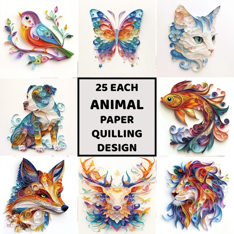 Quilled Animals - Etsy