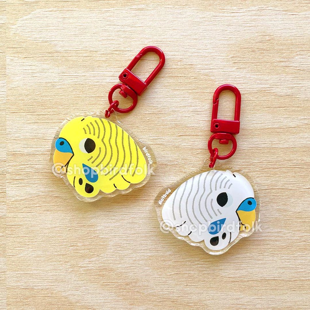 Yellow/white Budgie Keychain | Cute Parakeet Gifts, Parakeet ...