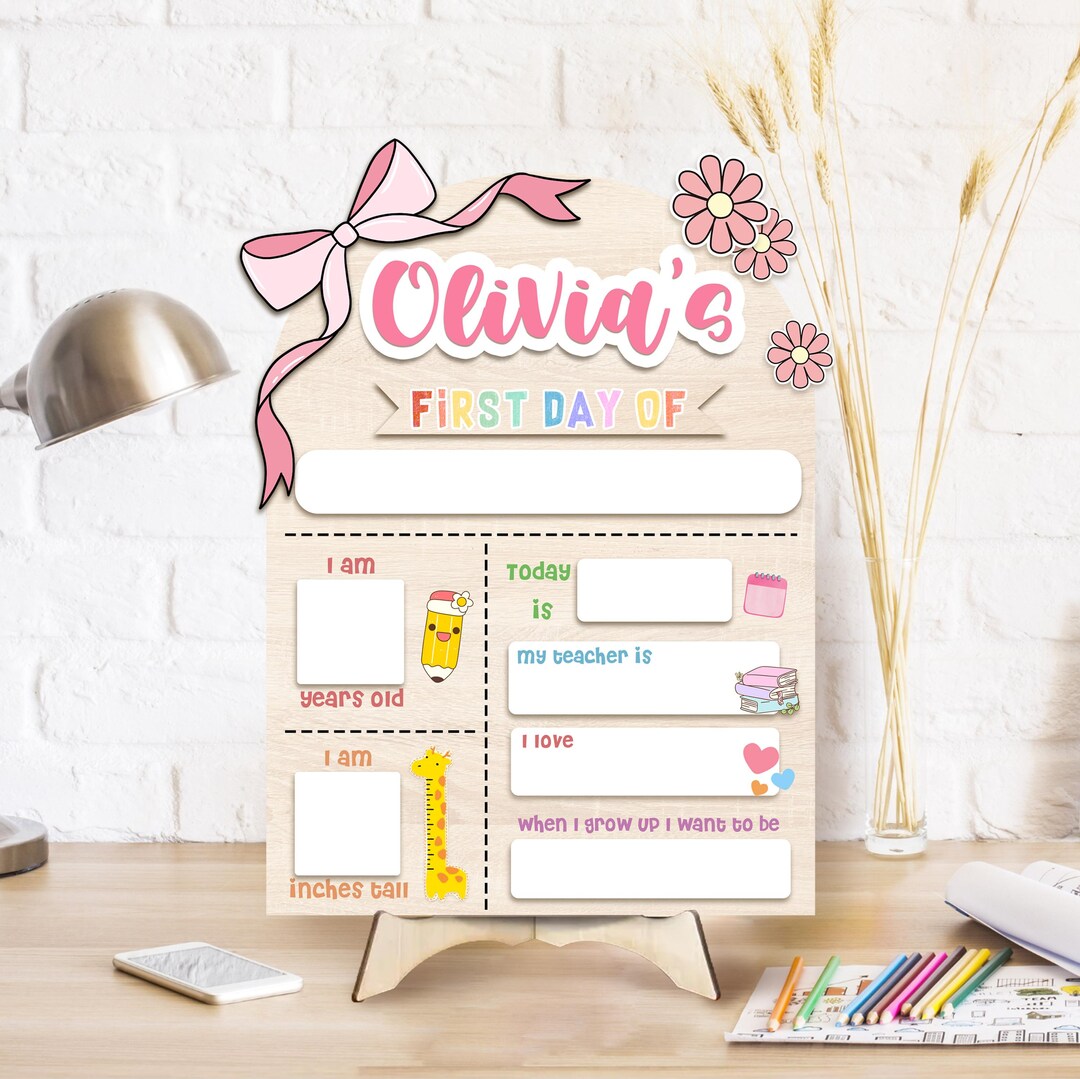 Personalized First Day of School Sign, Last Day of School Sign, Custom ...