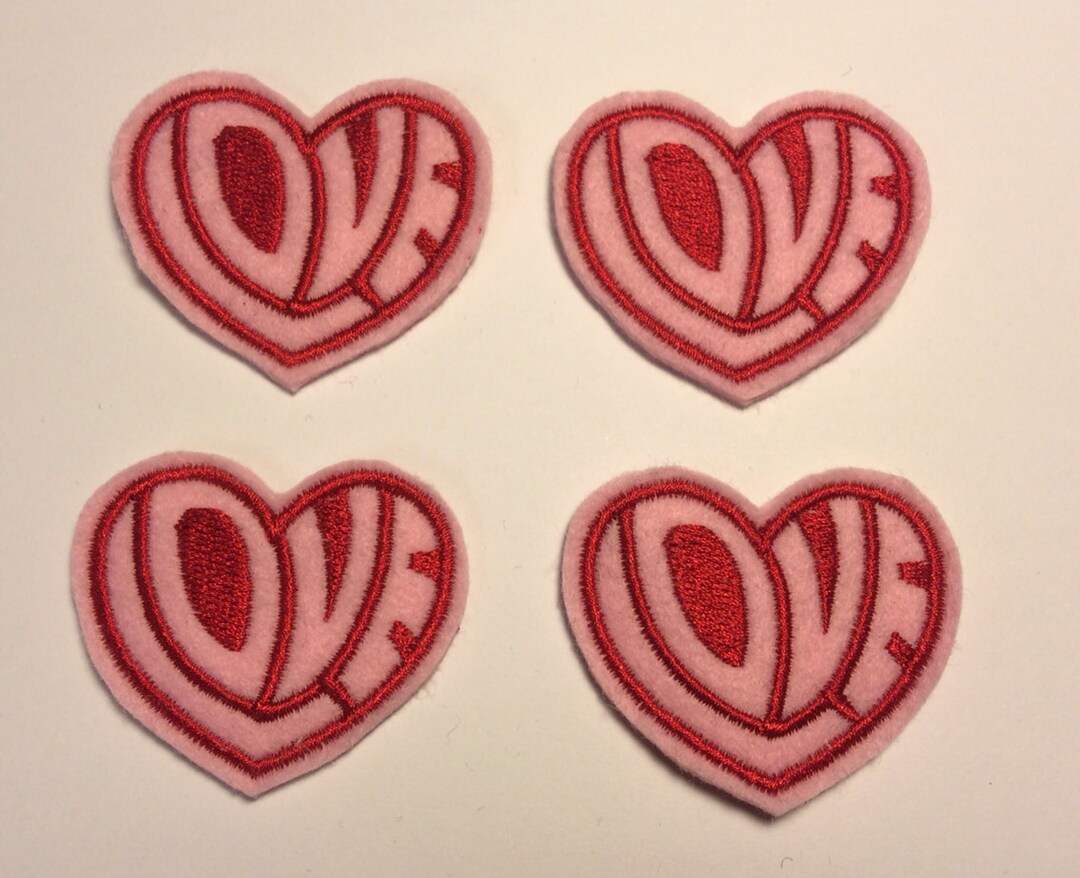 LOVE Heart Groovy Valentine's Day Pink Red Embroidered - Etsy
