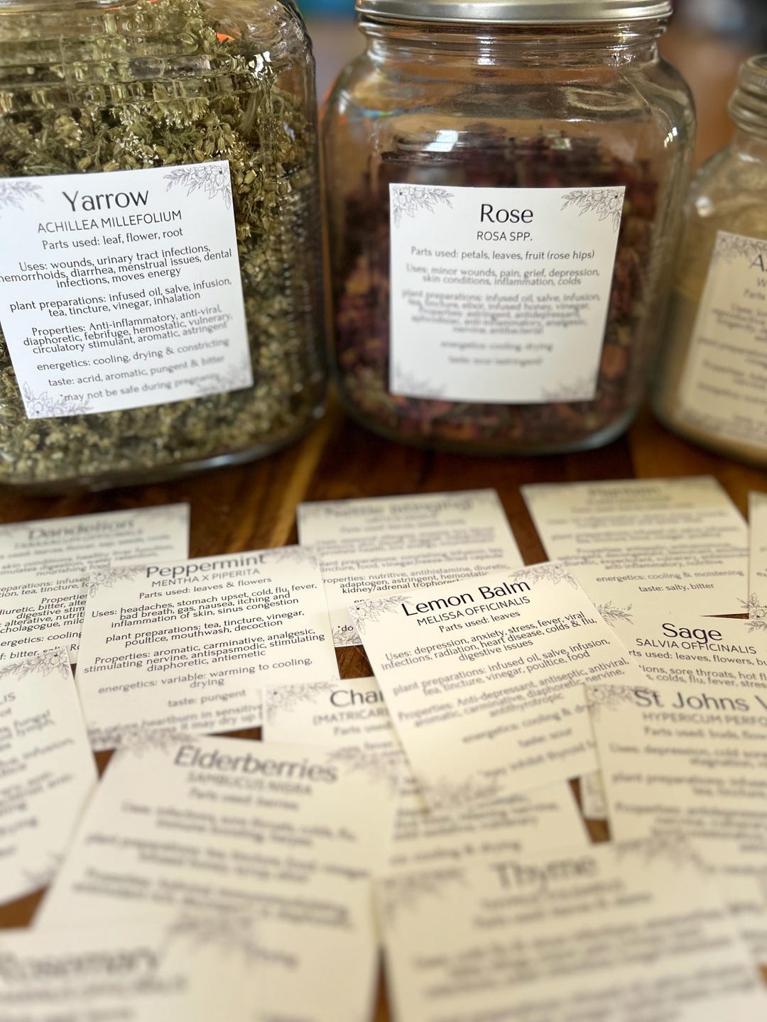 Set 2 Herbal Apothecary Jar Labels, Medicinal Properties, Actions, Uses ...