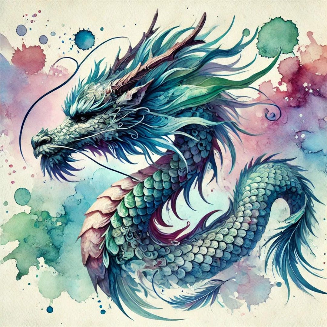 Watercolor Dragon - Etsy