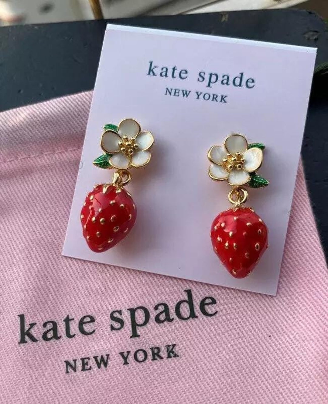 Kate Spade Picnic Perfect Strawberry Dangle Stud Earrings in Gold ...