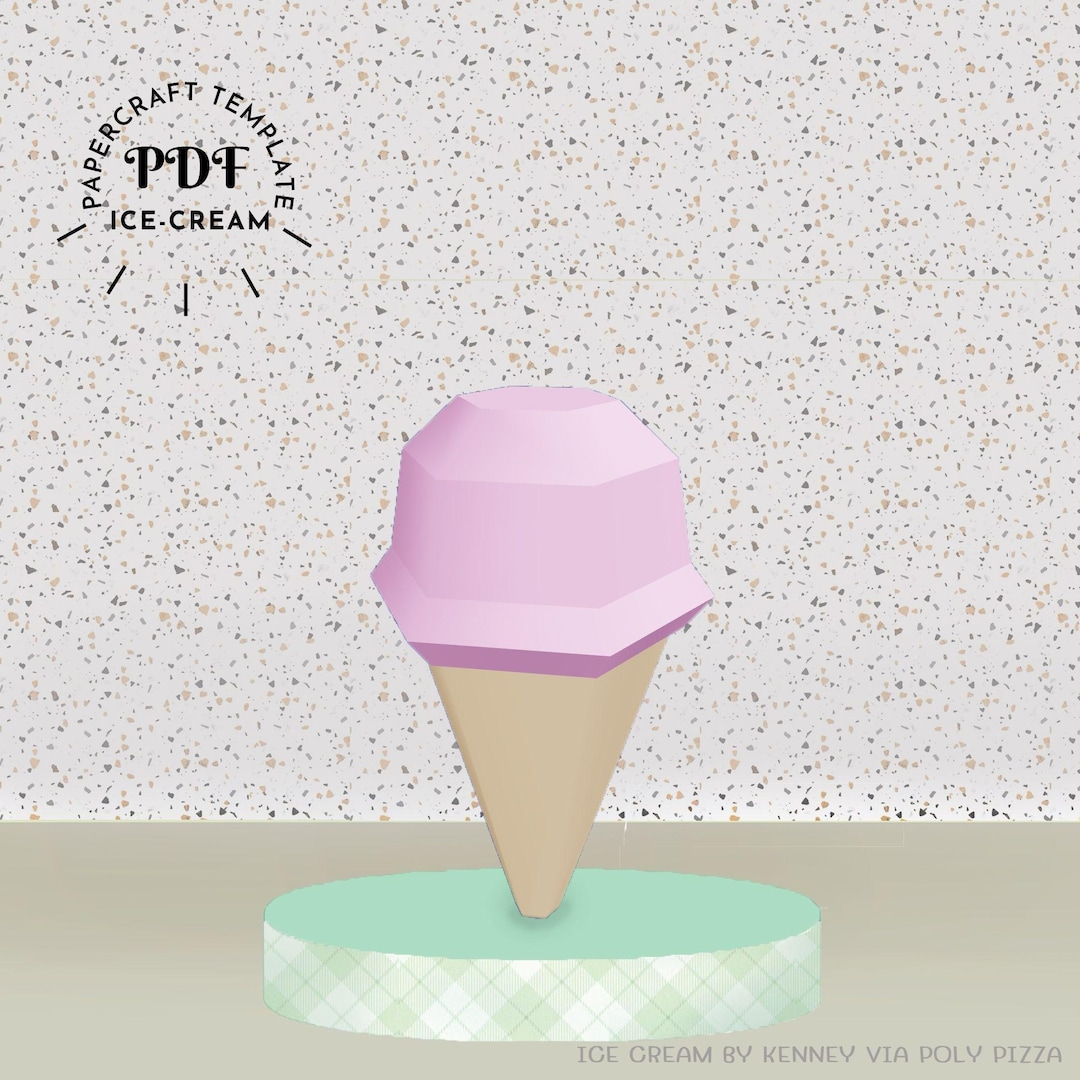 Easy 3D Low Poly Ice Cream Papercraft Template Kids Craft Elementary ...