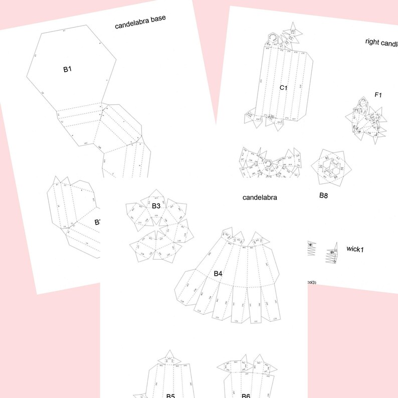 Candelabra Papercraft Digital Template 3D Low Poly Model Table Home ...