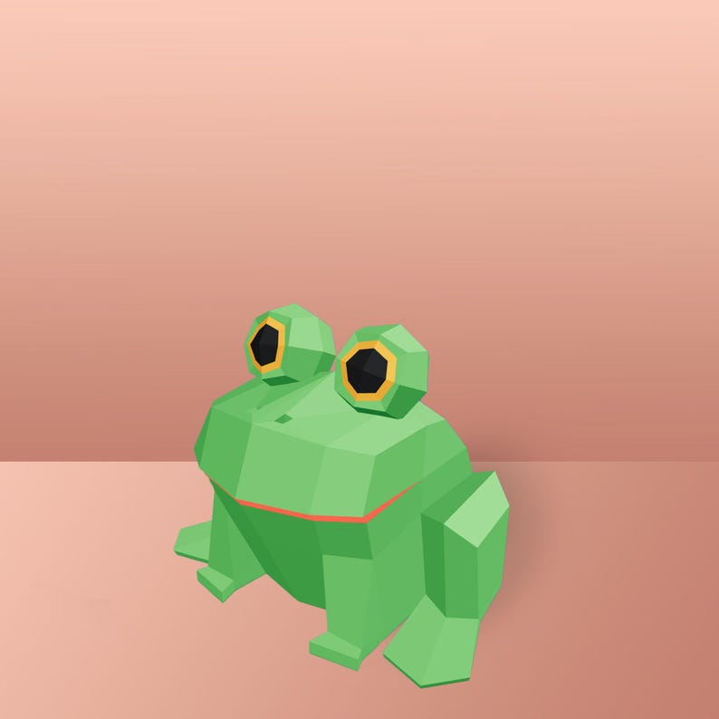3D Low Poly Frog Papercraft Digital Template School Project - PDF ...