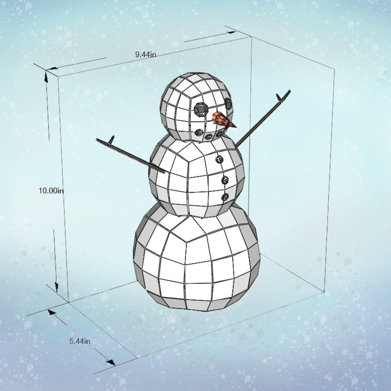 DIY 3D Low Poly Snowman Papercraft Template Origami Chistmas Decor ...