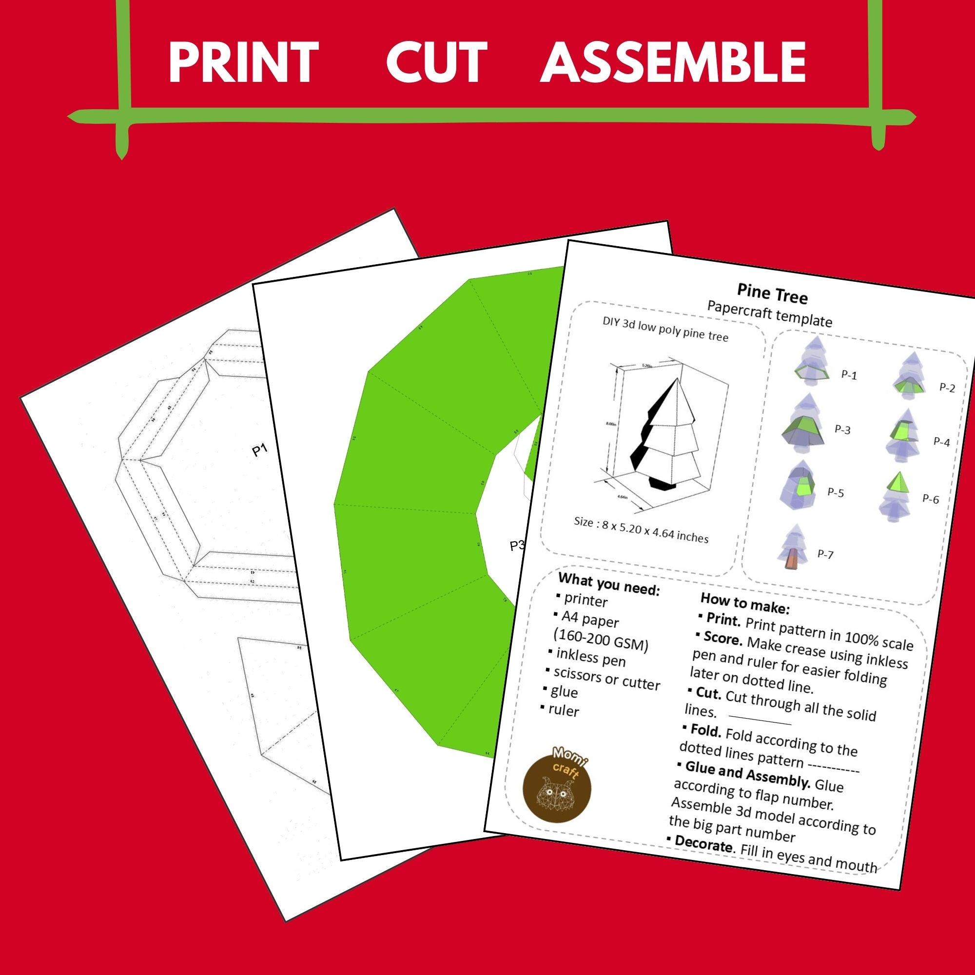 Easy DIY Pine Tree, 3D Low Poly Papercraft Template, Tree Paper Model ...