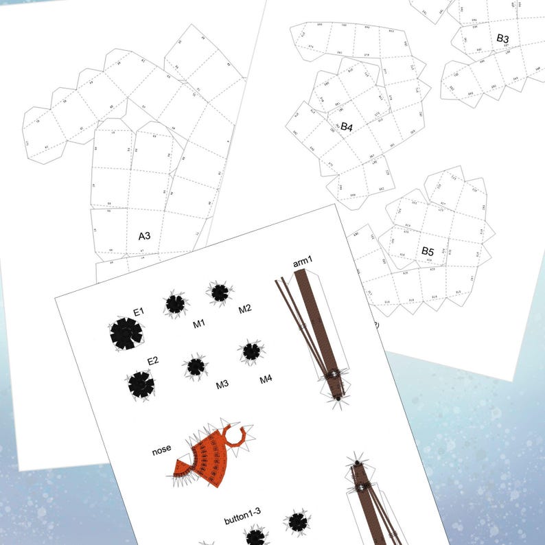 DIY 3D Low Poly Snowman Papercraft Template Origami Chistmas Decor ...