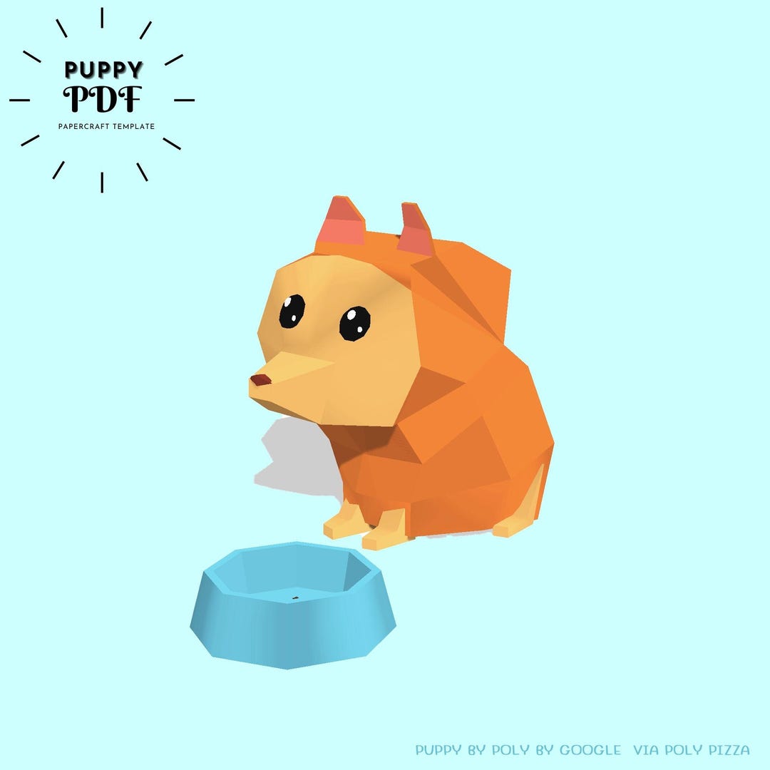 DIY 3D Puppy, Dog Papercraft Digital Template, PDF Download, Home Decor ...