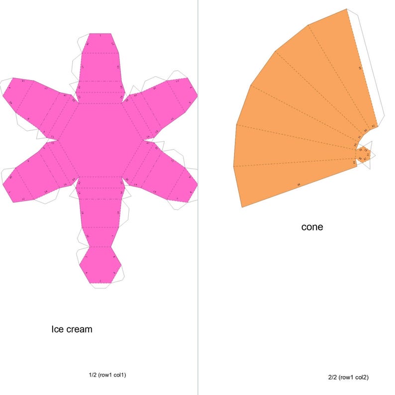 Easy 3D Low Poly Ice Cream Papercraft Template Kids Craft Elementary ...
