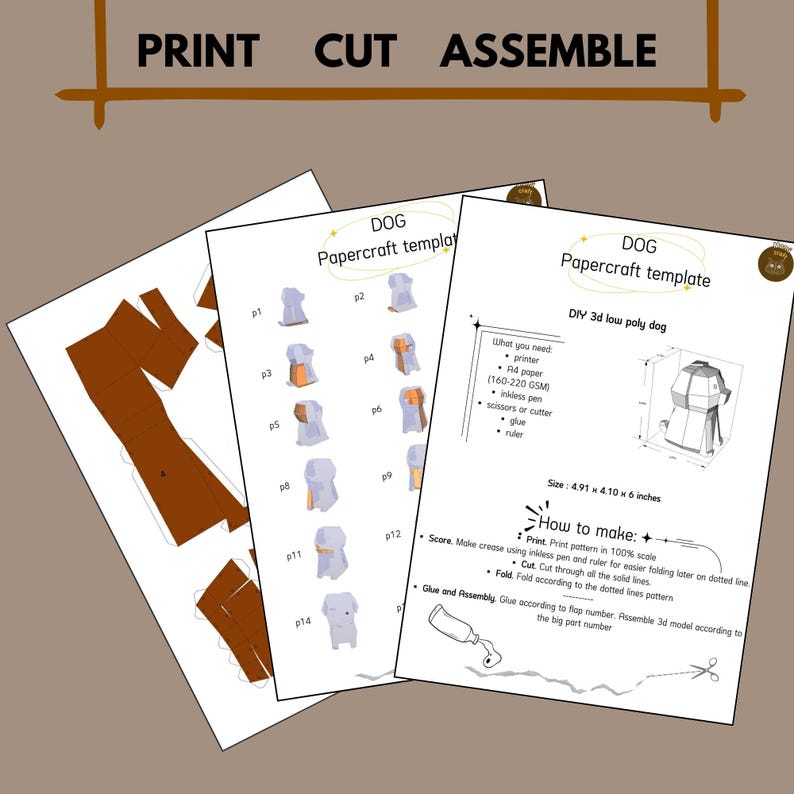 DIY 3D Low Poly Dog Papercraft Template for Home Decor - Etsy