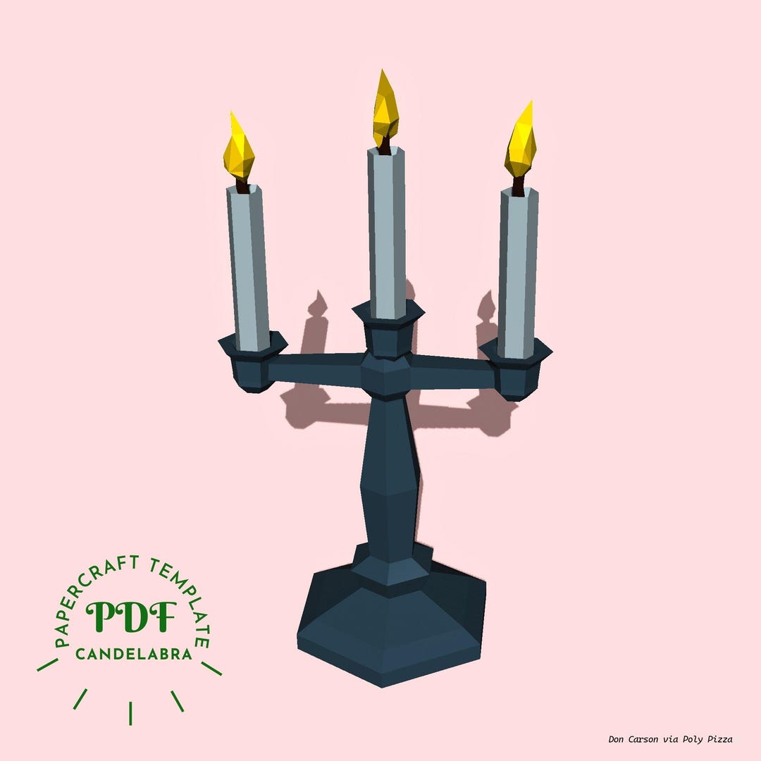 Candelabra Papercraft Digital Template 3D Low Poly Model Table Home ...