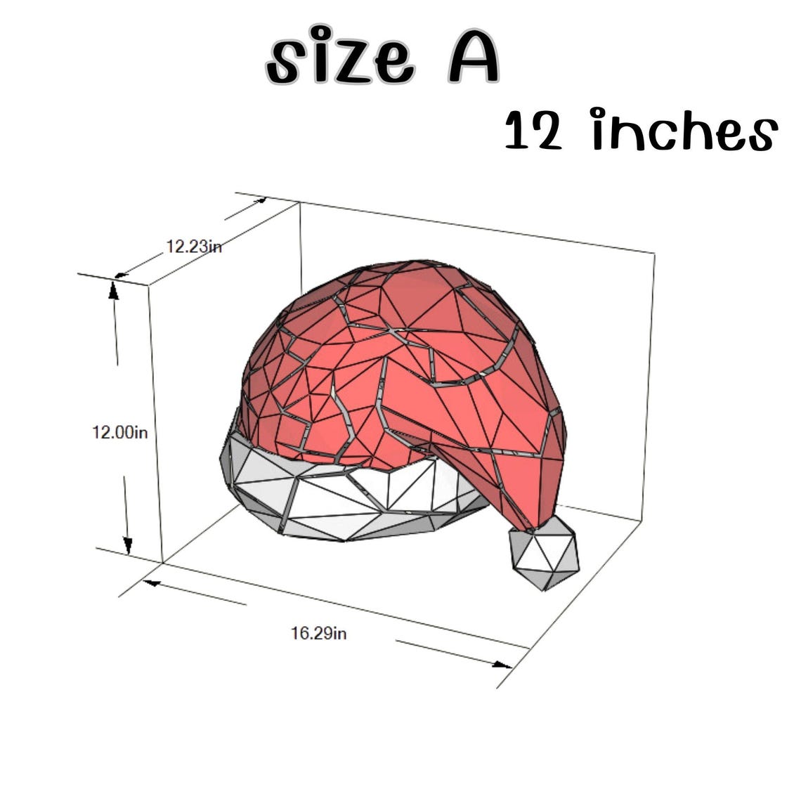 DIY Low Poly Santa Hat Papercraft Template: 8-inch & 12-inch (PDF) - Etsy
