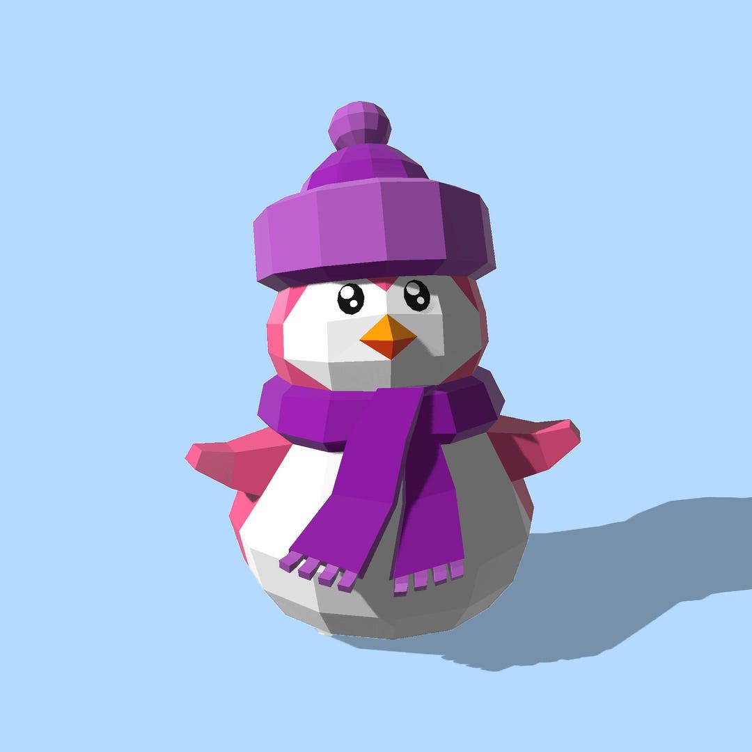 3D Low Poly Winter Penguin Papercraft Template Christmas Decor - PDF ...