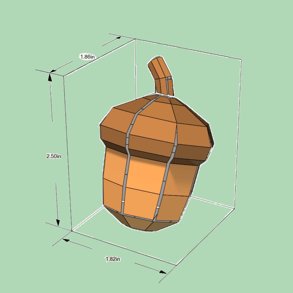 DIY 3D Low Poly Acorn Papercraft Template Christmas Decor PDF Download ...