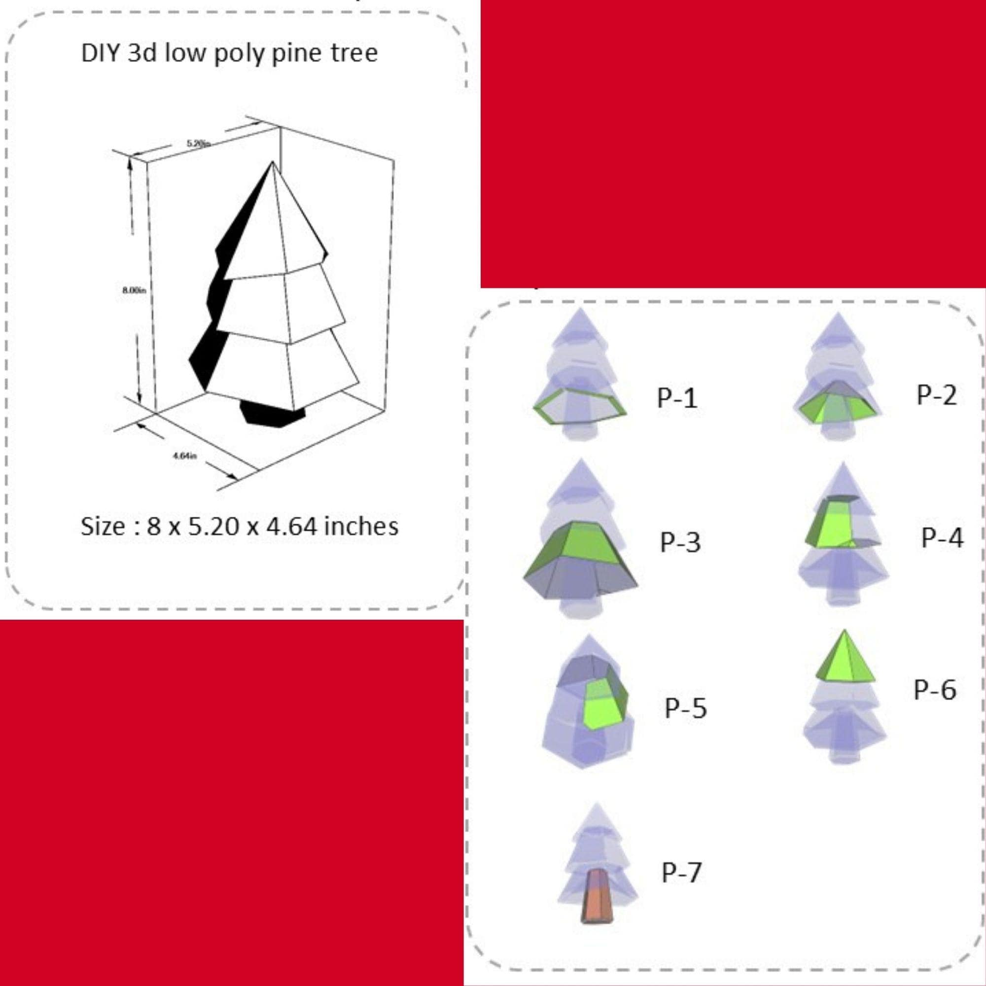 Easy DIY Pine Tree, 3D Low Poly Papercraft Template, Tree Paper Model ...