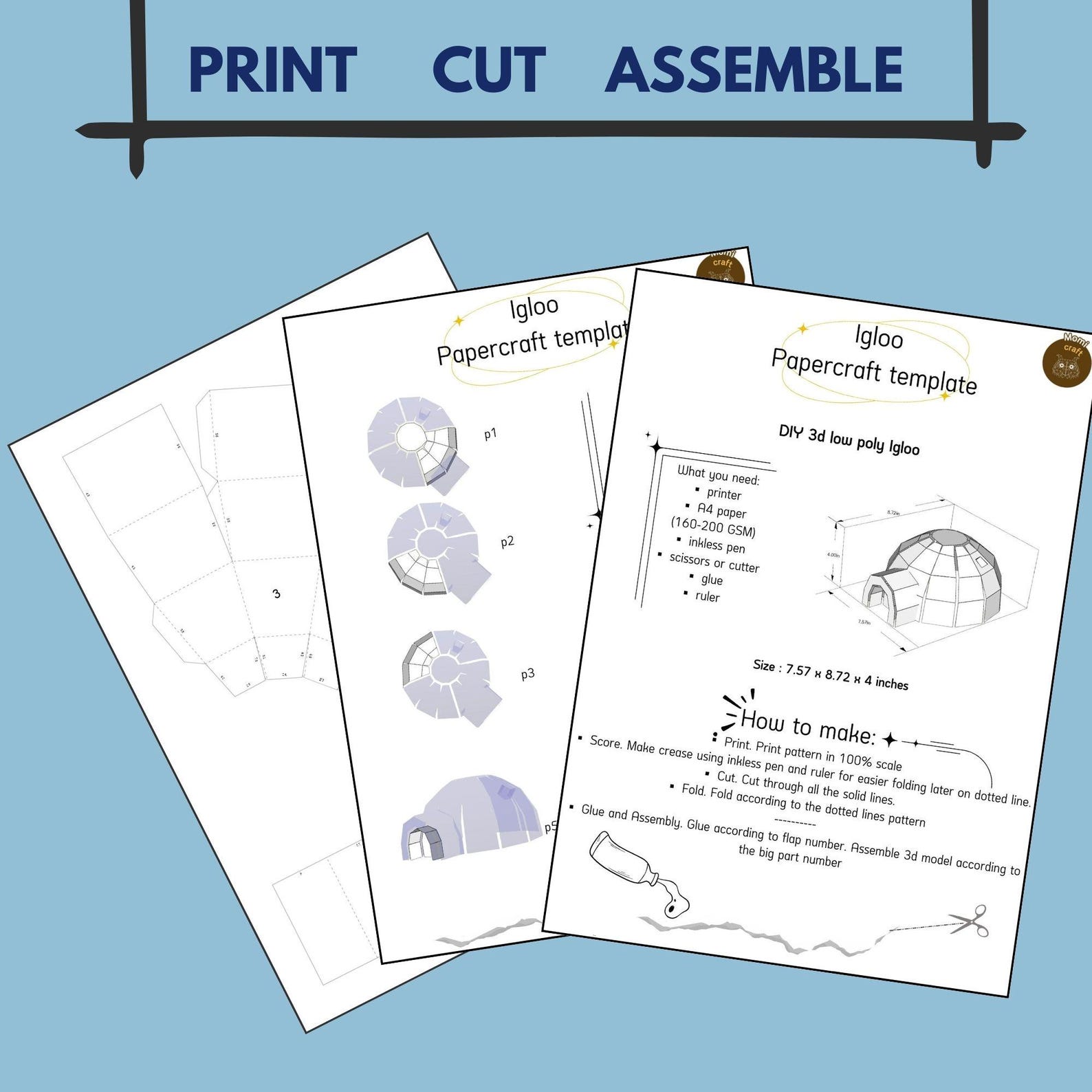 DIY Winter Igloo 3D Low Poly Papercraft Template Christmas Decor - Etsy