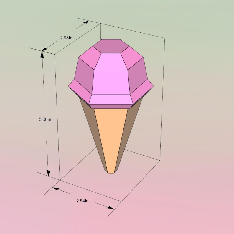 Easy 3D Low Poly Ice Cream Papercraft Template Kids Craft Elementary ...