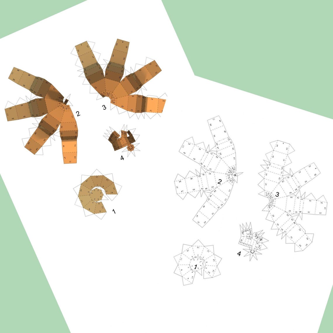 DIY 3D Low Poly Acorn Papercraft Template Christmas Decor PDF Download ...