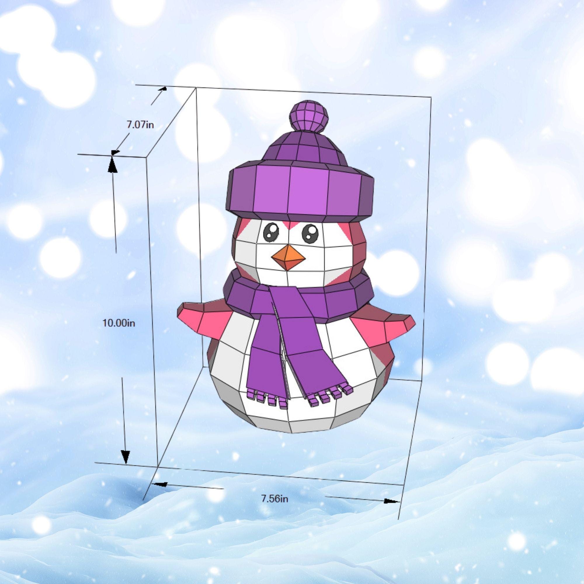 3D Low Poly Winter Penguin Papercraft Template Christmas Decor - PDF ...