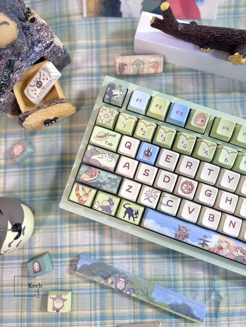 Ghibli Anime Japanese Style 140 Keycaps Set + Keycap Remover All-in-one ...