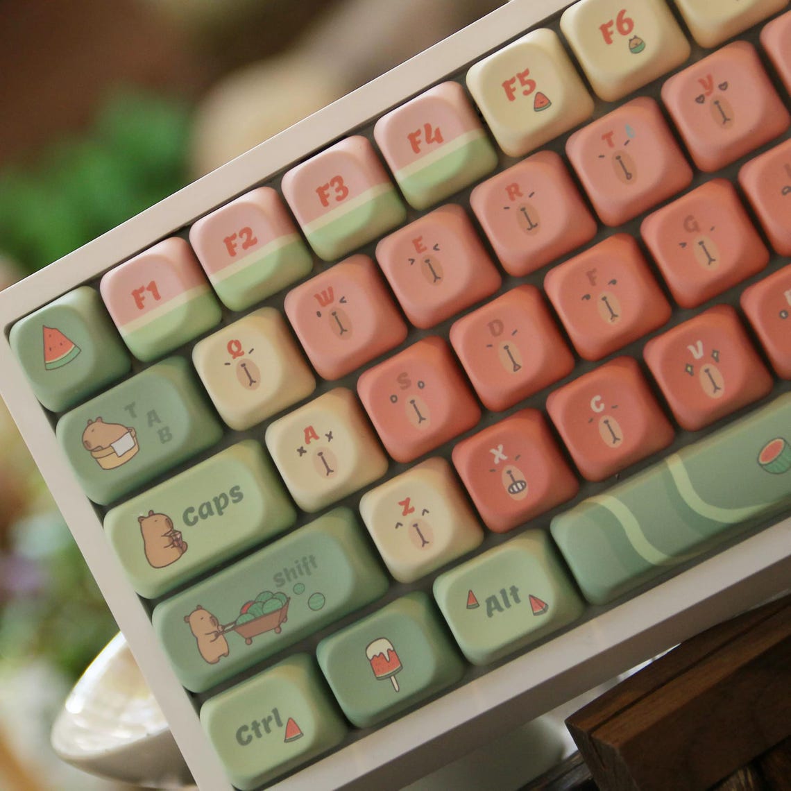 Capybara Watermelon 115 Keycaps Set + Keycap Remover All-in-one ...