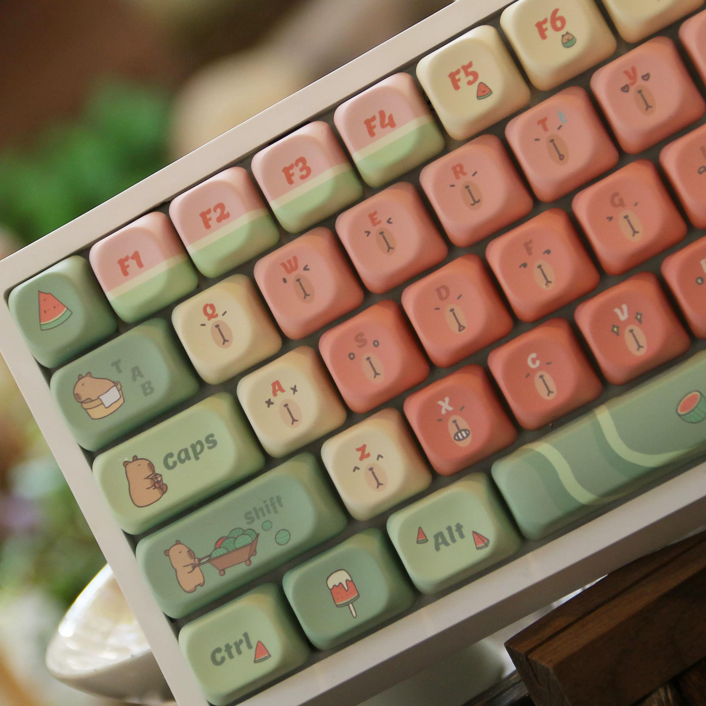 Capybara Watermelon 115 Keycaps Set + Keycap Remover All-in-one ...