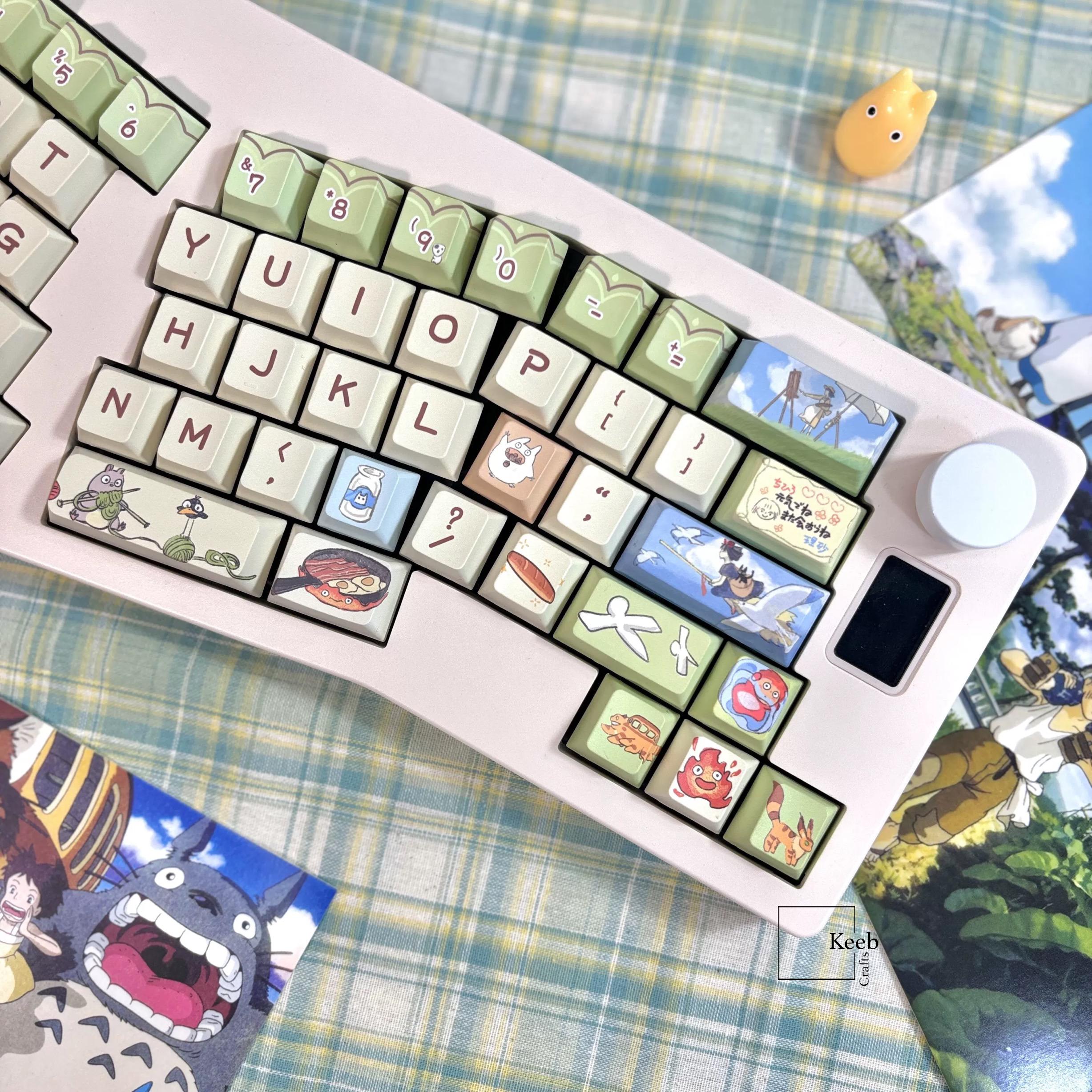 Ghibli Anime Japanese Style 140 Keycaps Set + Keycap Remover All-in-one ...