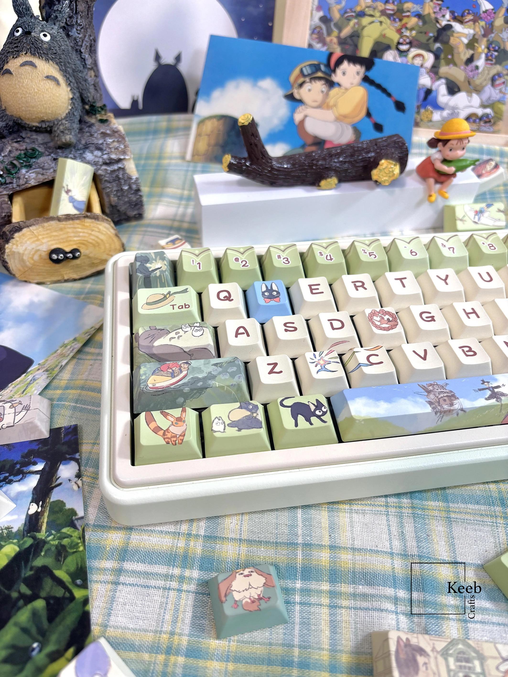 Ghibli Anime Japanese Style 140 Keycaps Set + Keycap Remover All-in-one ...