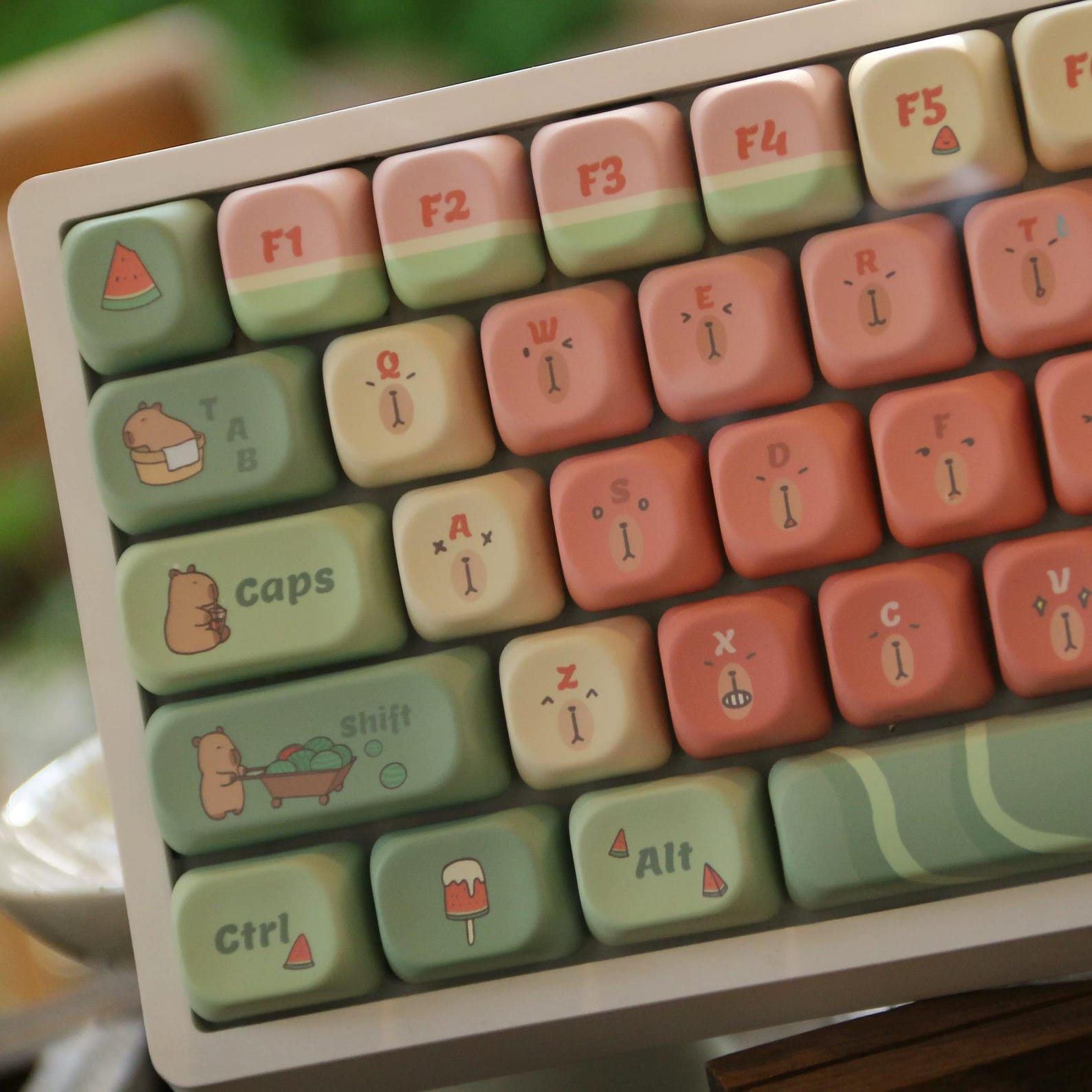 Capybara Watermelon 115 Keycaps Set + Keycap Remover All-in-one ...