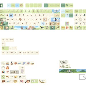 Ghibli Anime Japanese Style 140 Keycaps Set + Keycap Remover All-in-one ...
