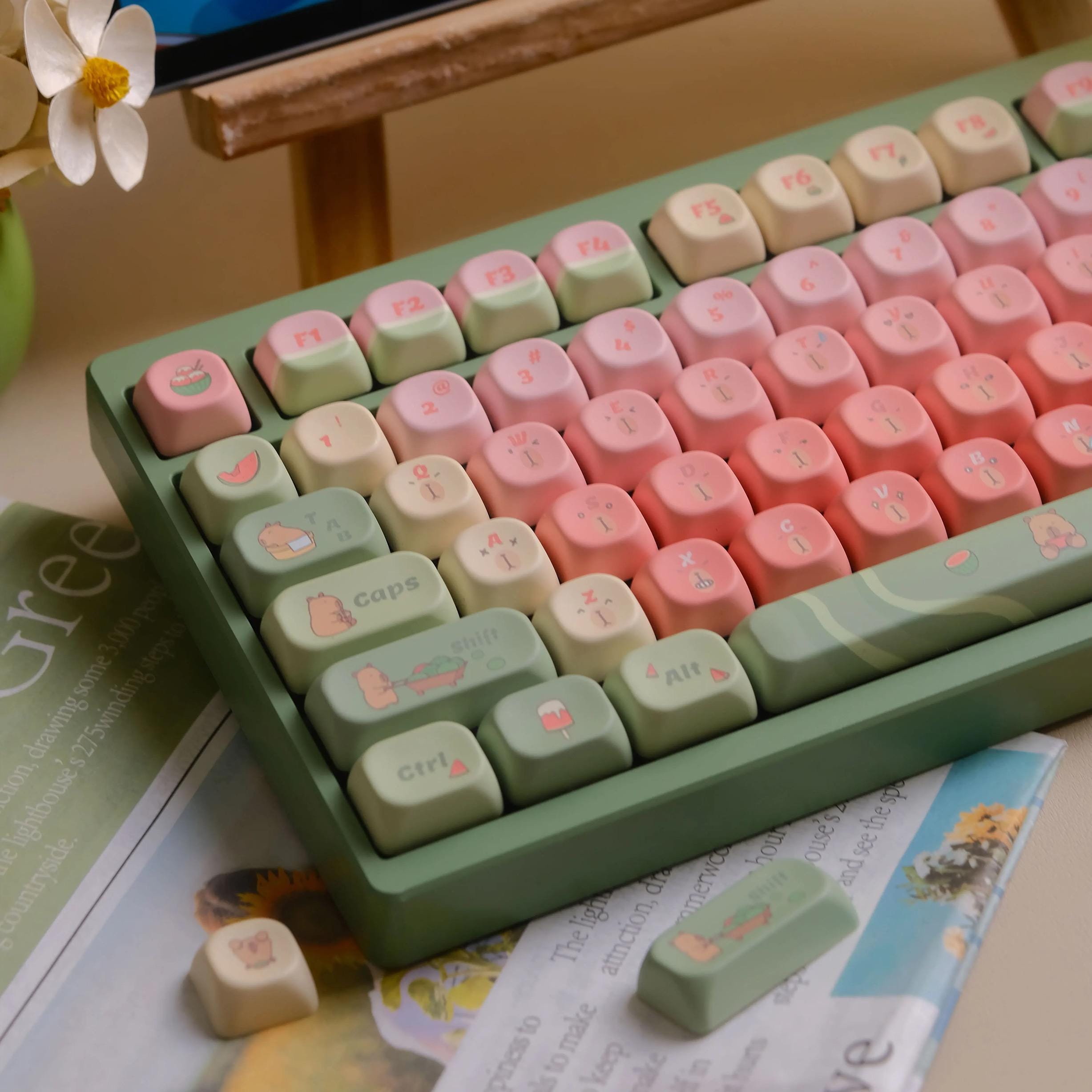 Capybara Watermelon 115 Keycaps Set + Keycap Remover All-in-one ...