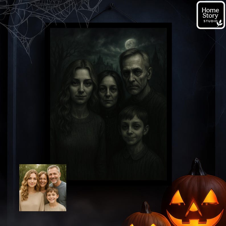 Custom Gothic Creepy Portrait: Dark Halloween Family & Couple Horror ...