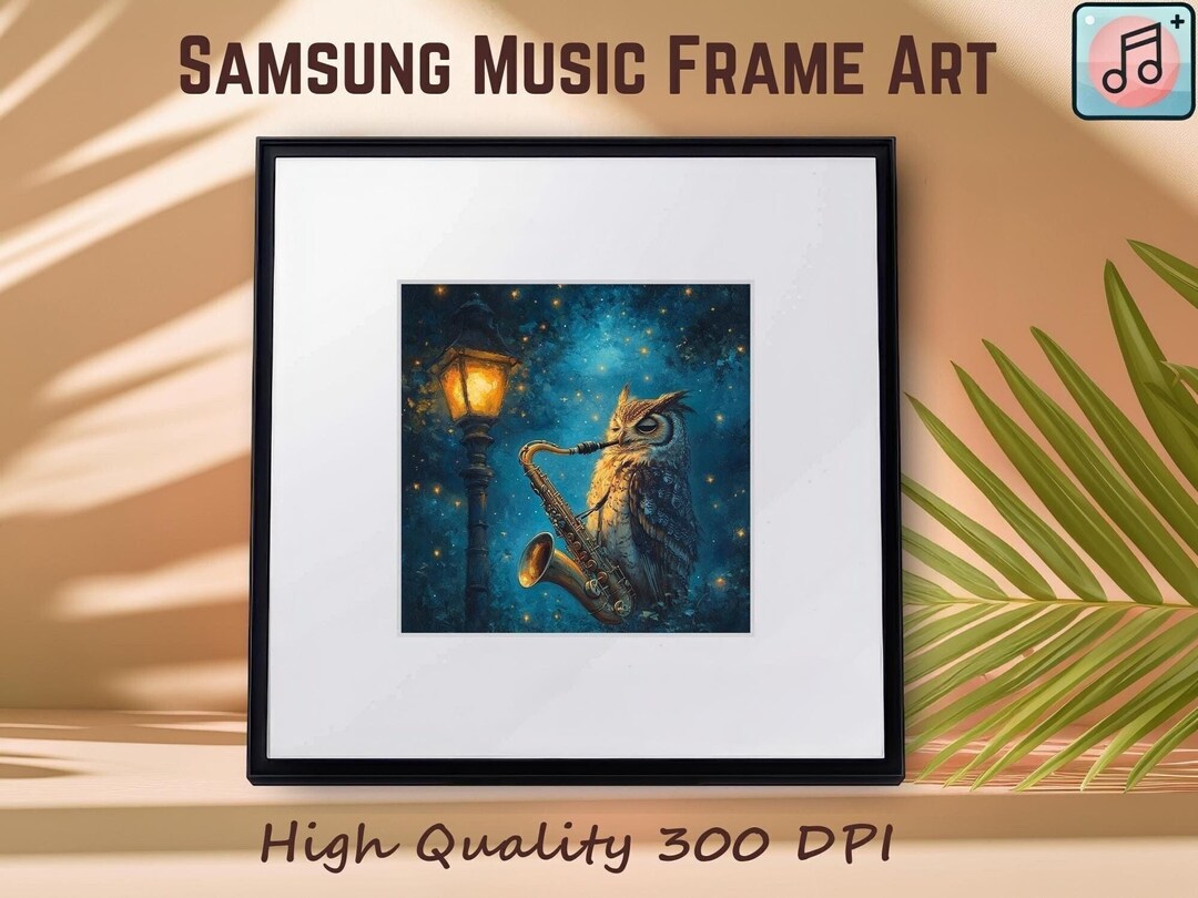 Samsung Music Frame Art | Owl Playing Saxophone | Starry Night Jazz ...
