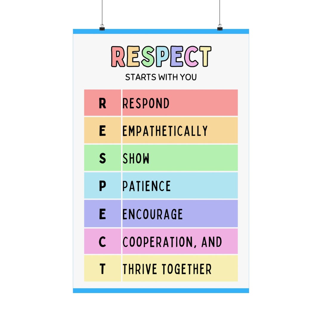 Colorful Respect Starts With You Matte Vertical Poster, Inspirational ...