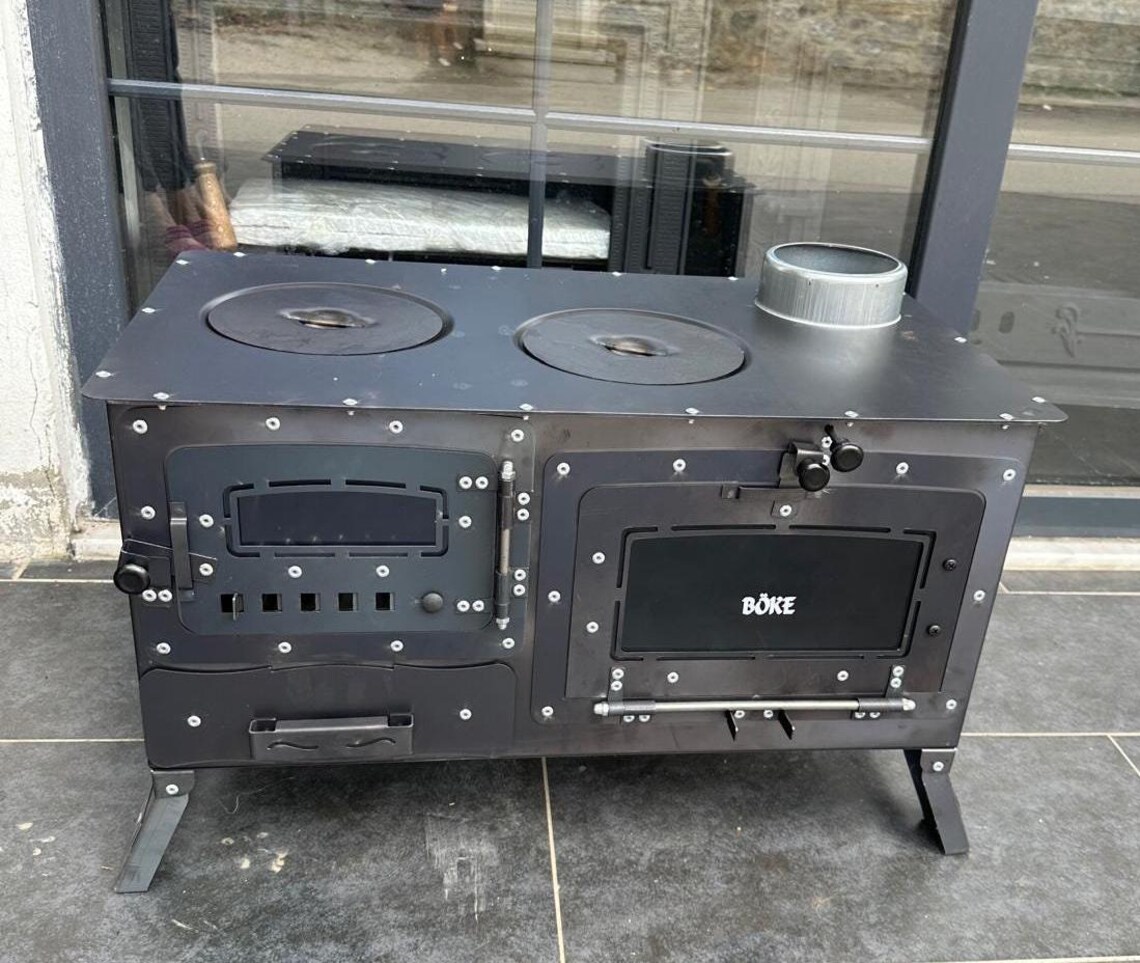 Metal Wood Burning Stove With Oven, Wood Cook Stove, for Camping, Patio ...