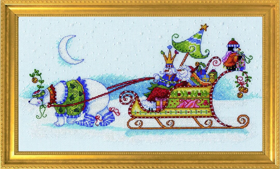 Cross Stitch Pattern Keeper Markup PDF SAGA Snow Bear Sleigh Christmas ...